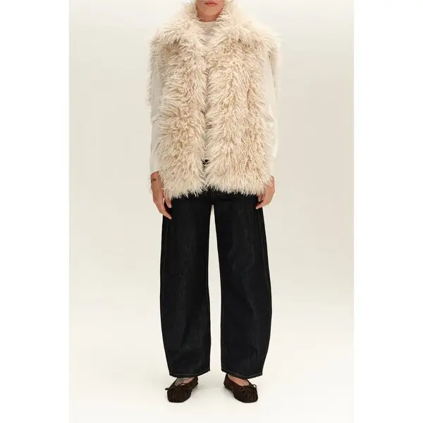 Bimba Y Lola Oversize Fur Vest - Ivory