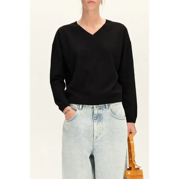 Bimba Y Lola V-neck Wool Cashmere Sweater - Black