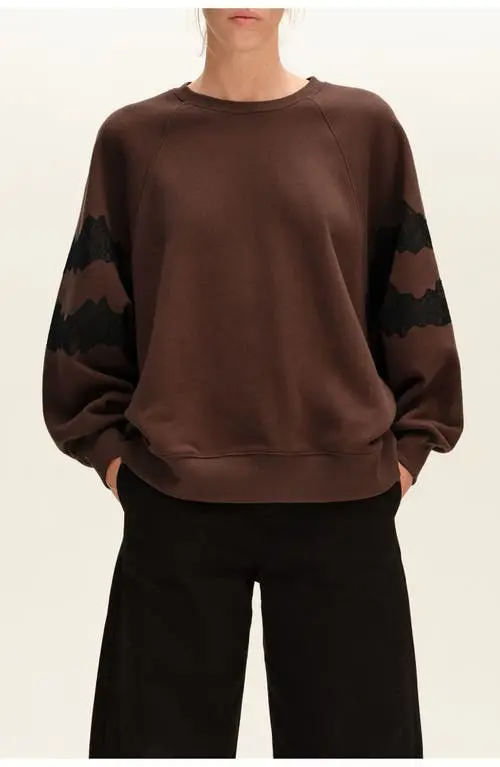 Bimba Y Lola Oversize Lace Sweatshirt - Chocolate