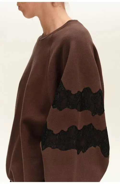 Bimba Y Lola Oversize Lace Sweatshirt - Chocolate