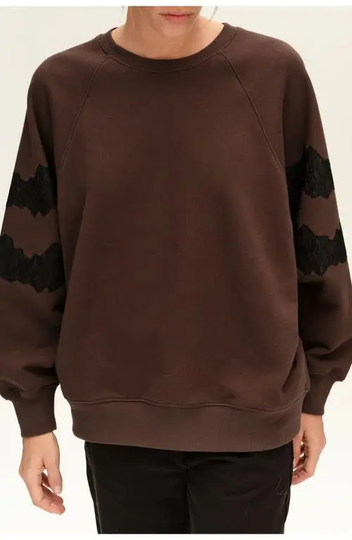 Bimba Y Lola Oversize Lace Sweatshirt - Chocolate