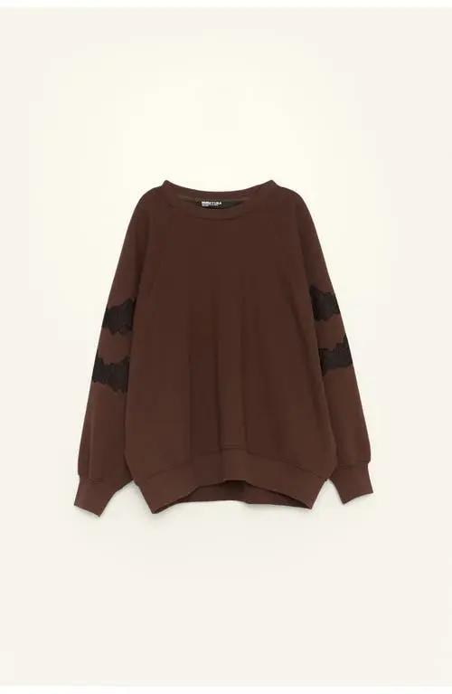 Bimba Y Lola Oversize Lace Sweatshirt - Chocolate