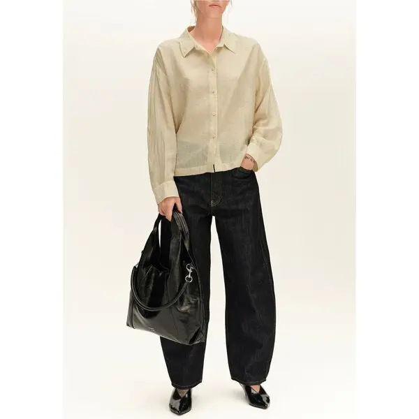 Bimba Y Lola Boxy Rhinestone Shirt - Sand
