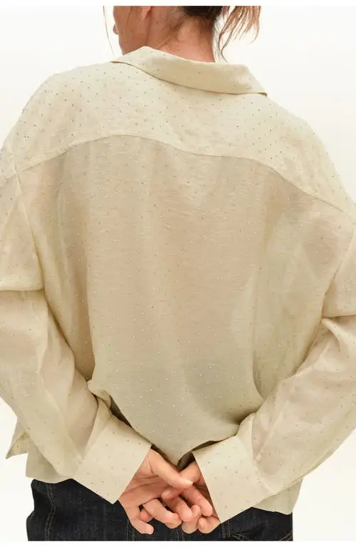 Bimba Y Lola Boxy Rhinestone Shirt - Sand