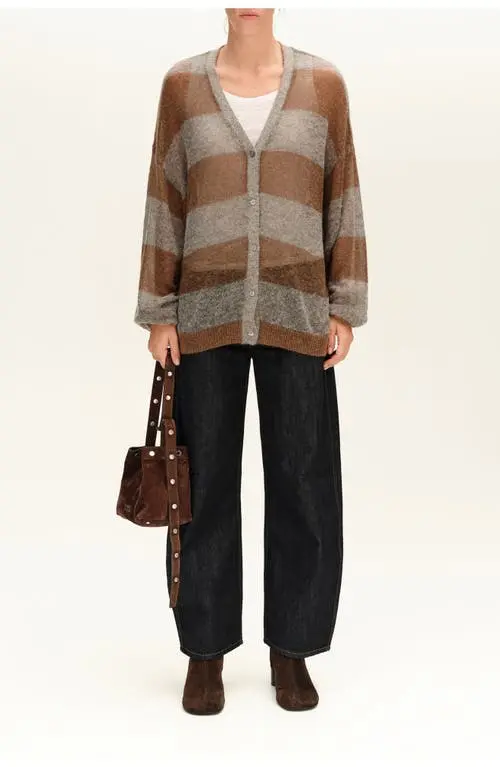 Bimba Y Lola Striped Wool Cardigan - Toffee