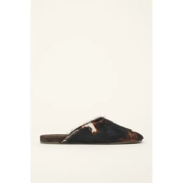Bimba Y Lola Cow Print Fur Mule - Brown