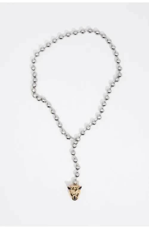 Bimba Y Lola Chain Necklace With Panther Head - Dark Silver