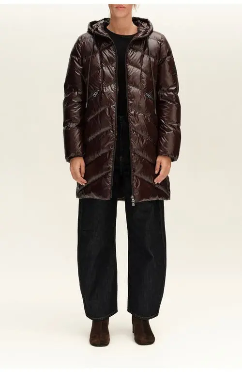Bimba Y Lola Straight Cut Midi Puffer - Chocolate