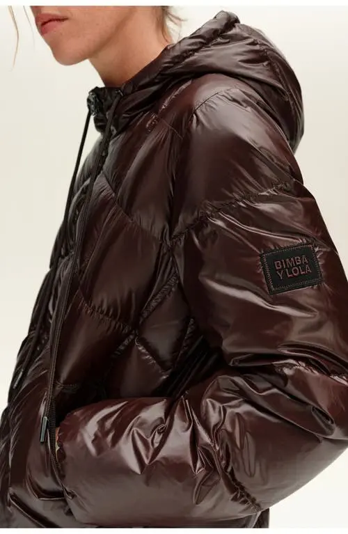 Bimba Y Lola Straight Cut Midi Puffer - Chocolate