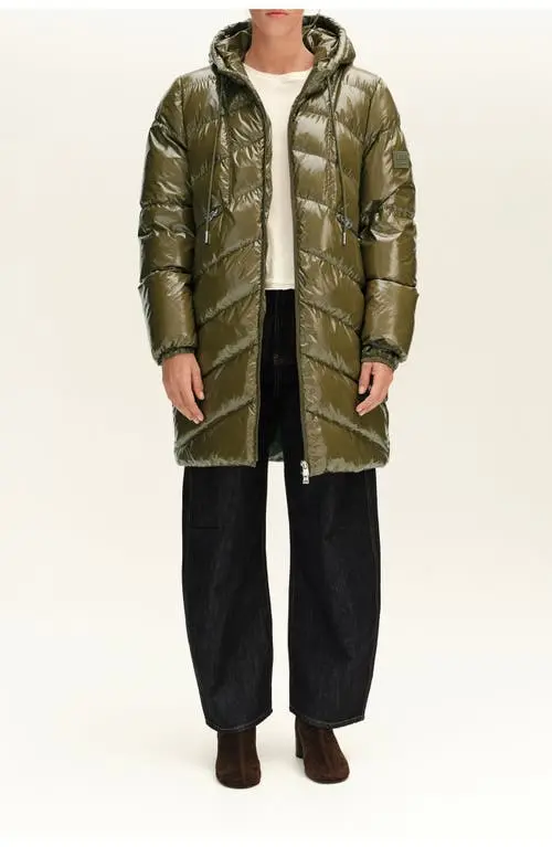 Bimba Y Lola Straight Cut Midi Puffer - Olive