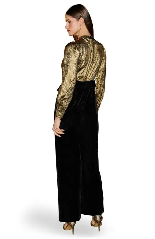 YUMI Velvet And Shimmering Wide Leg Jumpsuit