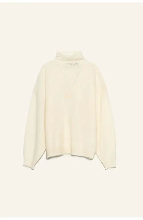 Bimba Y Lola Wool Openwork High Neck Sweater