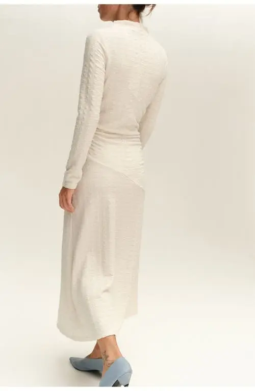 Bimba Y Lola Textured Ruched Midi Dress - Ivory