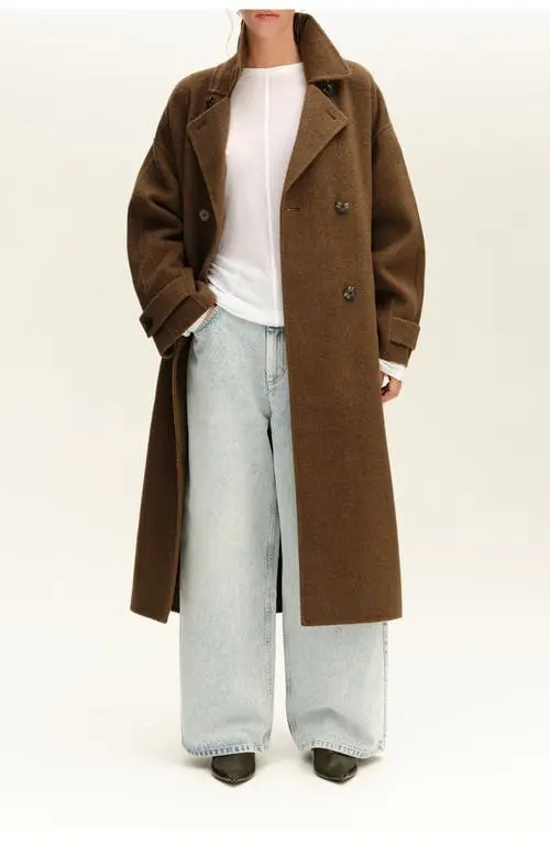 Bimba Y Lola Double-face Wool Belted Coat - Olive