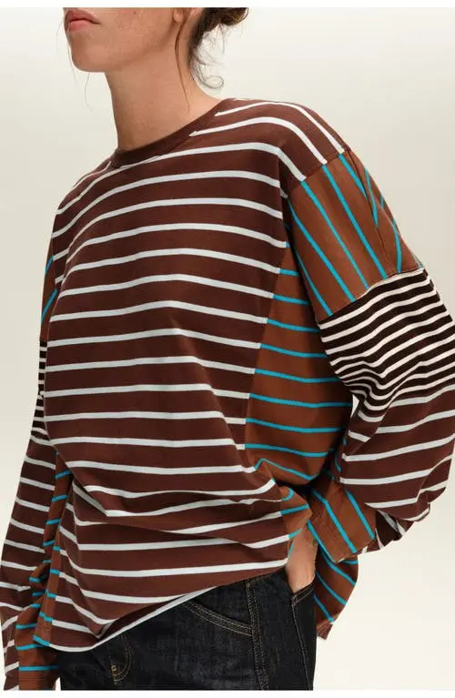 Bimba Y Lola Multi-stripe Oversize T-shirt - Brown