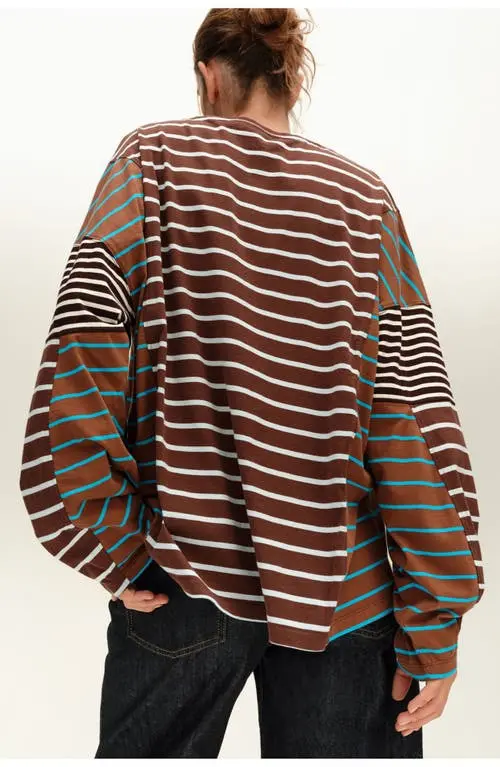 Bimba Y Lola Multi-stripe Oversize T-shirt - Brown