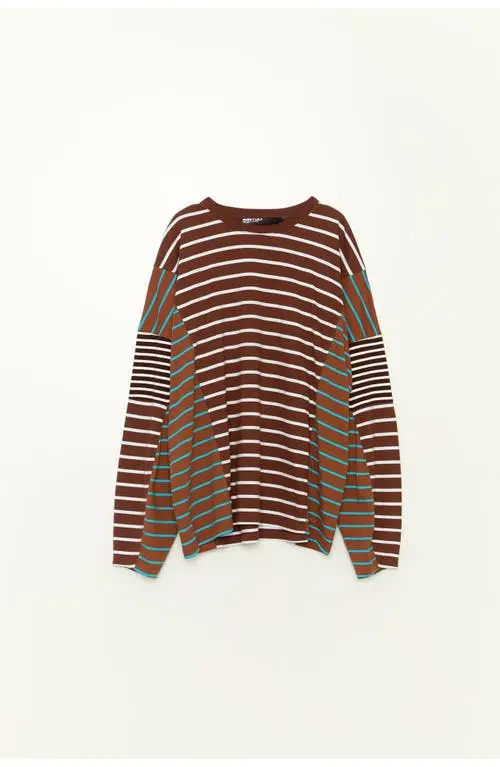 Bimba Y Lola Multi-stripe Oversize T-shirt - Brown