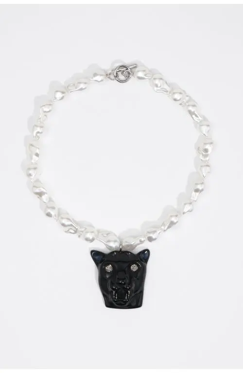 Bimba Y Lola Pearl Necklace With Panther Head
