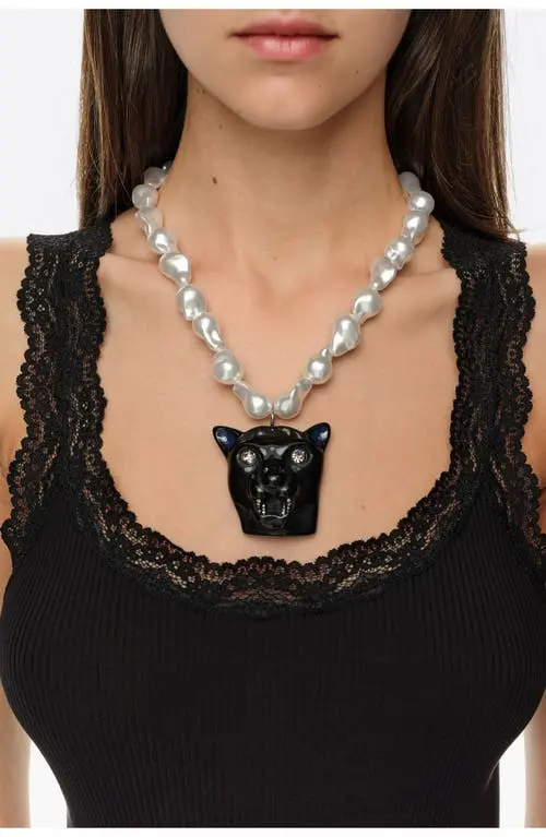 Bimba Y Lola Pearl Necklace With Panther Head