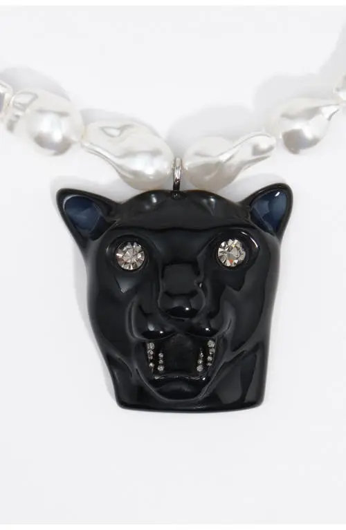 Bimba Y Lola Pearl Necklace With Panther Head