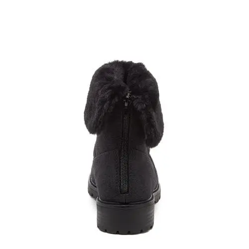 ROCKET DOG Niche Faux Fur Cuff Lug Sole Ankle Boots - Black