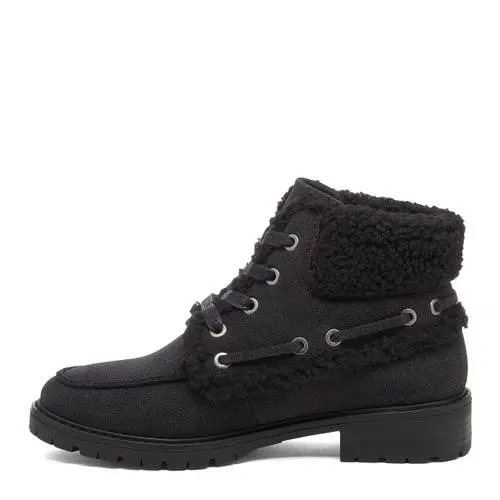 ROCKET DOG Nixie Faux Fur Cuff Lace Up Ankle Boots - Black