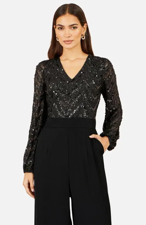 YUMI Sequin Wide Leg Jumpsuit