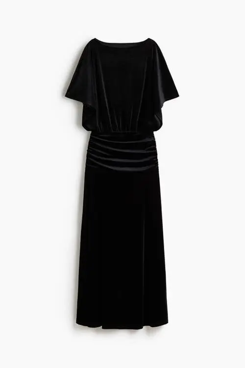 H&M Gathered Velvet Dress