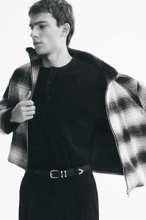 H&M Relaxed-fit Ribbed Henley Shirt - Black