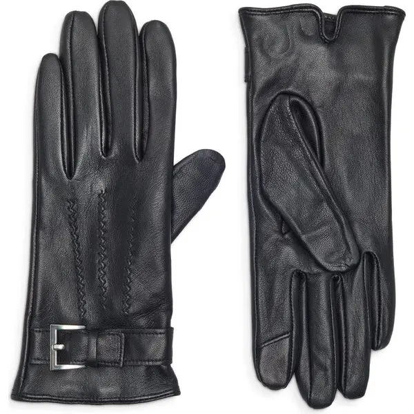 Nordstrom Belted Leather Driver Gloves - Black