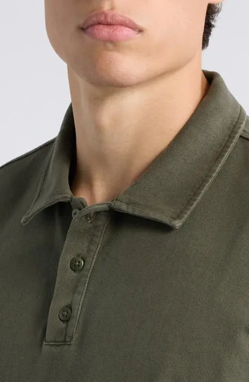 ALEX CRANE Caza Long Sleeve Organic Cotton Polo - Olive
