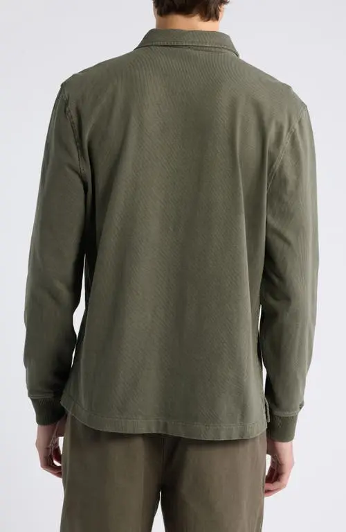 ALEX CRANE Caza Long Sleeve Organic Cotton Polo - Olive