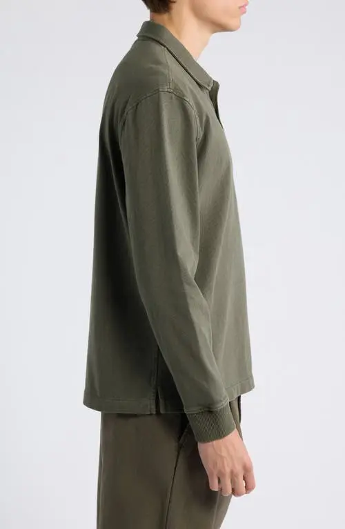 ALEX CRANE Caza Long Sleeve Organic Cotton Polo - Olive