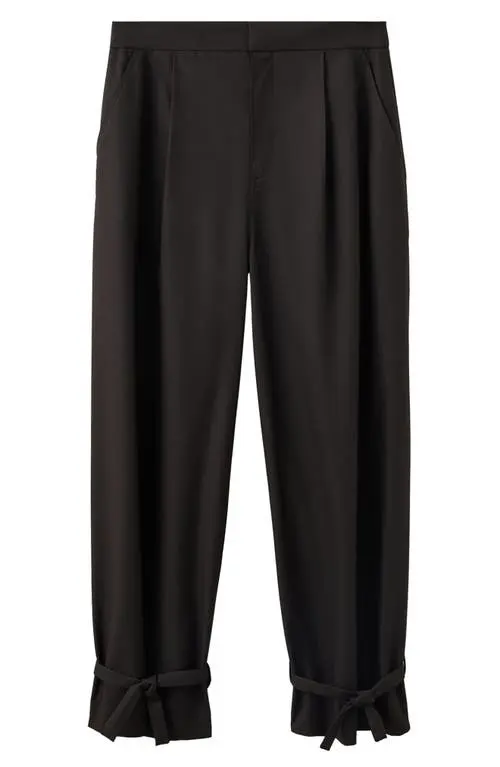 Mango Bow Detail Baggy Pants - Chocolate