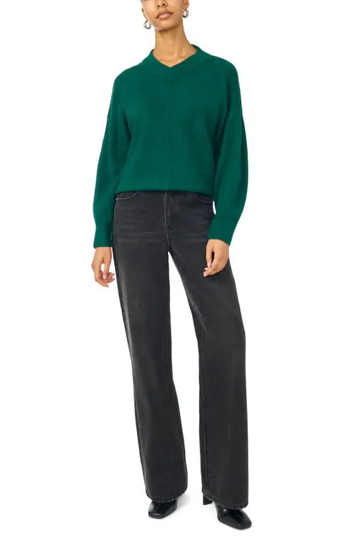 Vince Camuto V-neck Seamed Sweater - Dark Olive