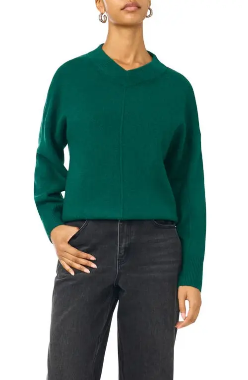 Vince Camuto V-neck Seamed Sweater - Dark Olive