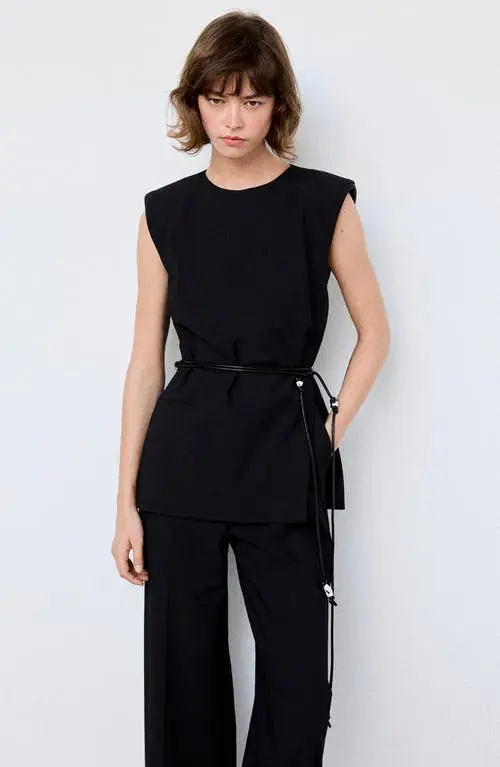Mango Beaded Belt Sleeveless Jumpsuit