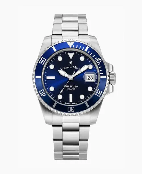 JACQUES DU MANOIR Pro Scuba43mm, Dial, Stainless Steel Bracelet