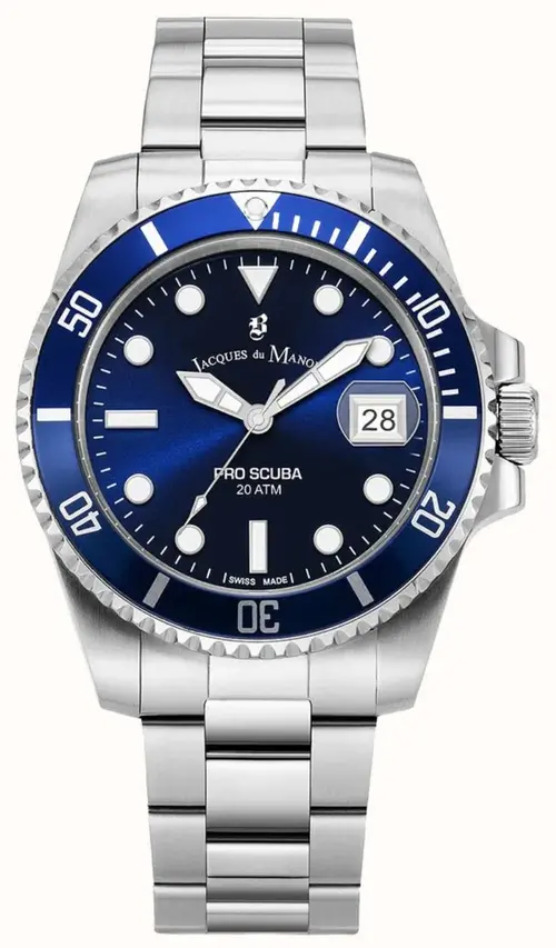 JACQUES DU MANOIR Pro Scuba43mm, Dial, Stainless Steel Bracelet