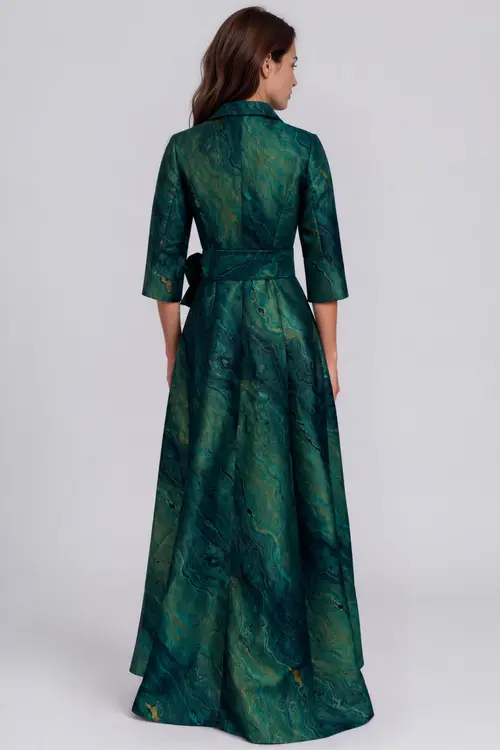 Rene Ruiz Collection 3/4 Sleeve Taffeta Jacquard Shirt Gown