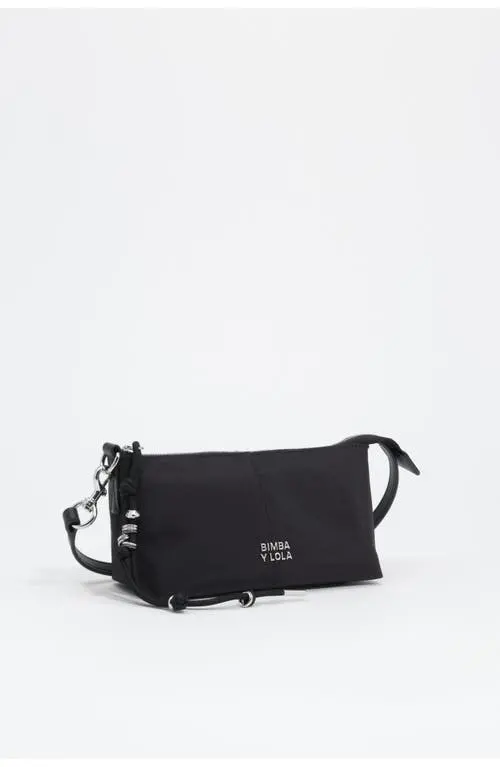Bimba Y Lola Nylon Crossbody With Leather Details - Black Silver