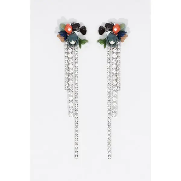 Bimba Y Lola Tulip Stone Crystal Earrings - Dark Silver