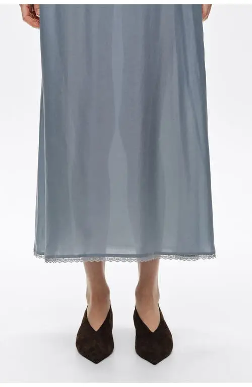 Bimba Y Lola Washed Silk A-line Midi Skirt - Light Blue