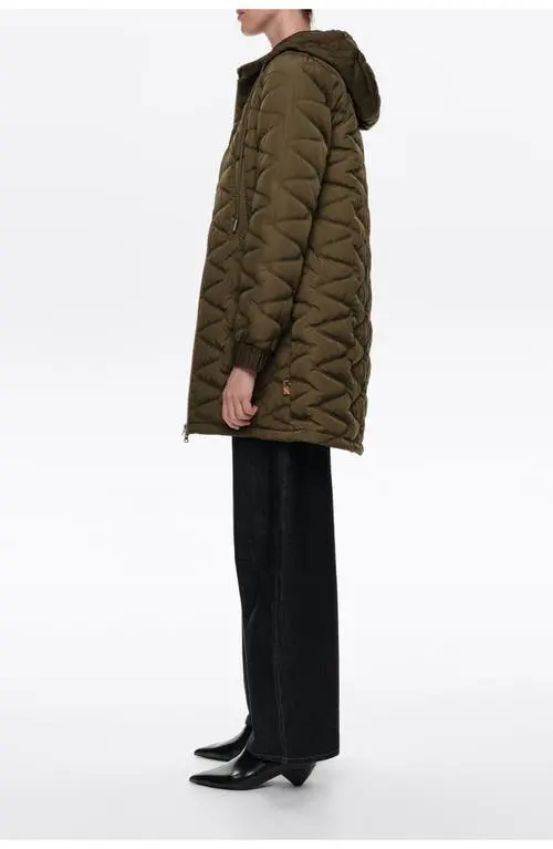 Bimba Y Lola Mid-length Puffer Jacket - Khaki