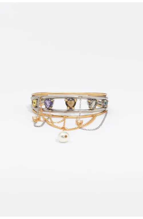 Bimba Y Lola Heart Crystal Chain Bracelet
