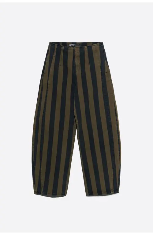 Bimba Y Lola Striped Denim Barrel Trousers