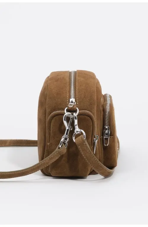 Bimba Y Lola Large Suede Pocket Crossbody Bag - Olive