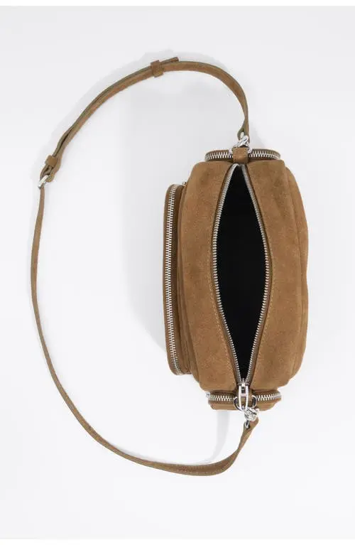 Bimba Y Lola Large Suede Pocket Crossbody Bag - Olive
