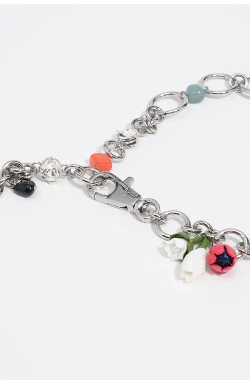 Bimba Y Lola Chain Necklace With Stones And Tulips