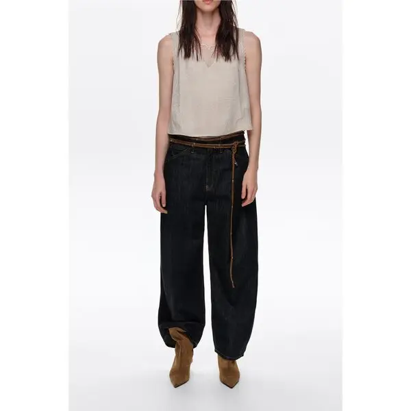 Bimba Y Lola Lingerie-style Lace Trim Tank Top - Light Stone